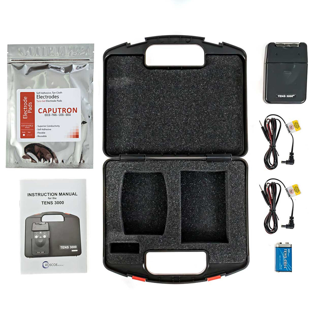 Portable TENS Unit with Starter Kit and Case - TENS 3000 | Caputron